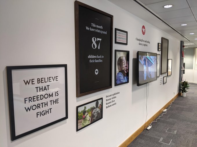 Wall display installation for Hope for Justice UK | Digital Plus